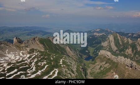 View from Mount Santis towards Mount Girenspitz. Summer scene in the ...