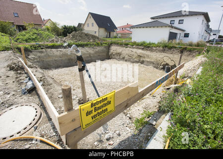 Foundation pit for construction site of residential building or parking ...