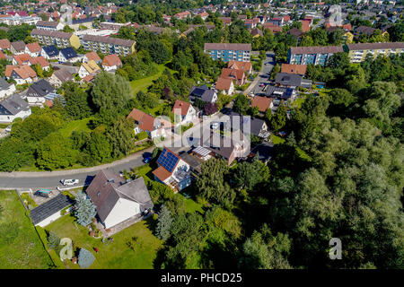 German suburb , aerial photo with the drone, single-family dwellings ...