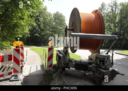 road works with cable Stock Photo - Alamy