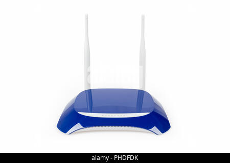 Modern Blue Wi-Fi Router On White Background Stock Photo - Alamy