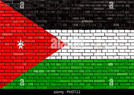 Jordan national flag painted on textured wall mural background Stock ...