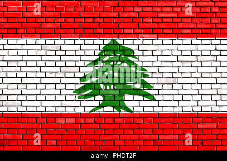 Lebanon national flag painted on textured wall mural background Stock ...