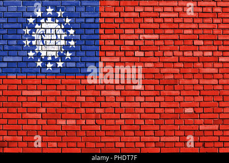 Myanmar national flag painted on textured wall mural background Stock ...