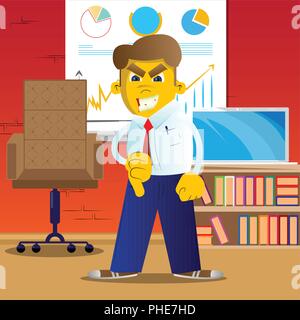 Yellow man showing dislike hand sign. Vector cartoon illustration Stock ...