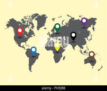 World with location pin vector illustration graphic design Stock Vector ...