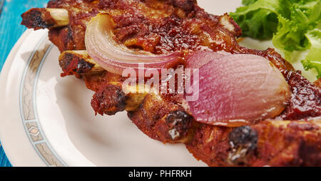 Slow Cooker Louisiana Ribs , Cajun-Style close up Stock Photo - Alamy