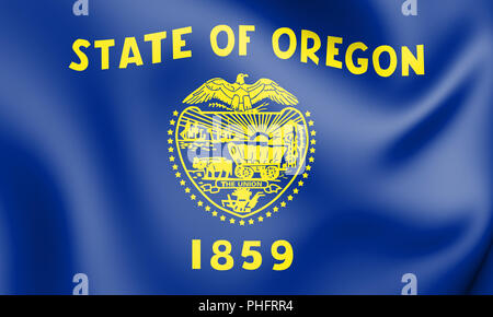 Oregon flag, united states waving banner collection. 3D illustration ...