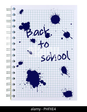Back to school, drawing. Notebook checkered with brush and pencil for ...