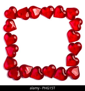 Square frame of glass hearts on a white background Stock Photo - Alamy
