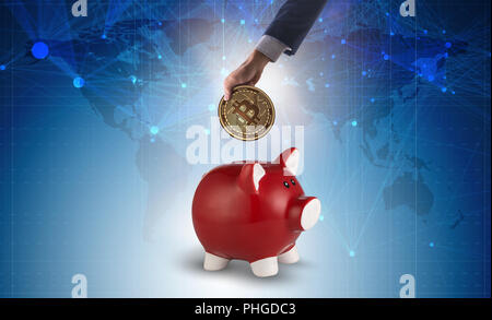 Bitcoin saving with piggybank in business concept Stock Photo - Alamy