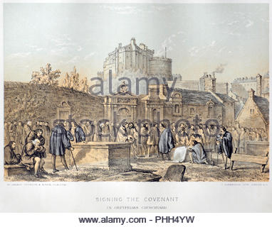 The signing of the covenant in Greyfriars' churchyard, Edinburgh. Date ...