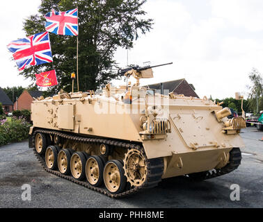 Ex British army AFV432 in desert colours on display Stock Photo - Alamy