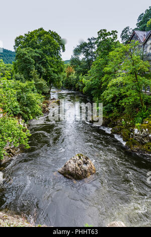 Village of Betws-y-Coed, Wales. Picturesque autumnal view of a forest ...