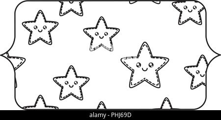 banner with kawaii stars pattern over white background, vector ...