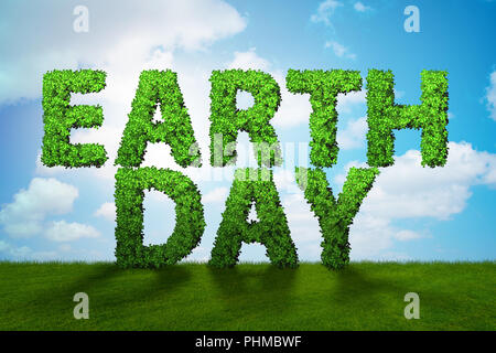 Earth day concept with green letters Stock Photo - Alamy