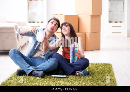 The young family planning home refurbishing in diy concept Stock Photo ...
