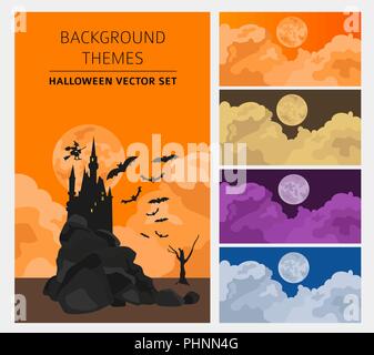 Halloween party banner with infographic elements. Poster template with ...