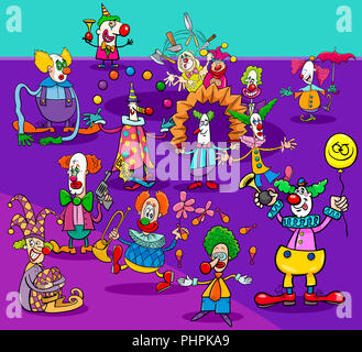 Cartoon funny circus clowns characters group Stock Photo - Alamy