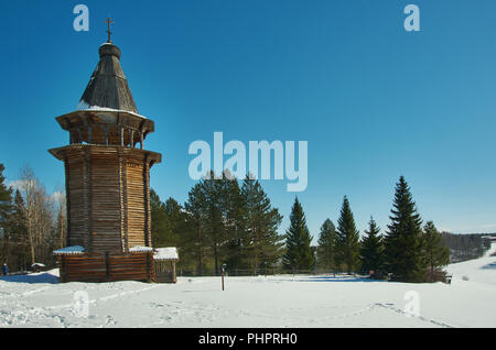 Russian Traditional wooden Bell tower Stock Photo - Alamy