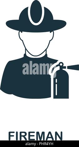 Firefighter Monochrome Logo Fireman Design Stock Vector Image & Art - Alamy