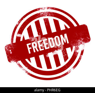 Freedom - red grunge button, stamp Stock Photo - Alamy