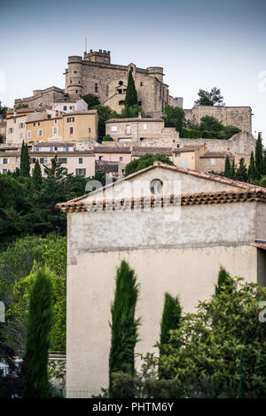 Aerial view of Le Barroux village with its castle - Provence, France ...
