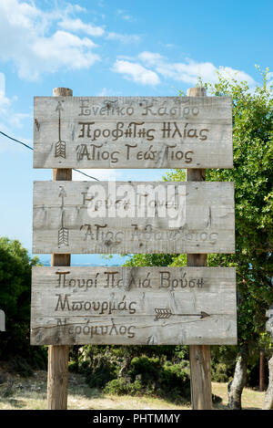 Sign in Kastro, Thasos, East Macedonia and Thrace, Greece, Europe Stock ...