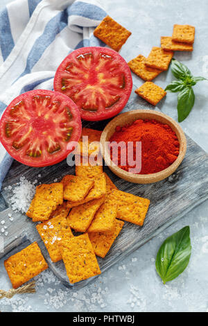 Spicy bread with tomatoes and sea salt Stock Photo - Alamy