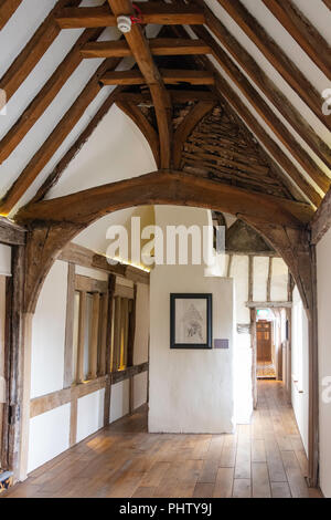 Ancient medieval English Inn, or pub, half-timbered black and white ...