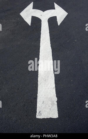 Two choices arrow splits in two, go both ways Stock Photo - Alamy
