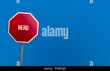 nerd - red sign with blue sky Stock Photo - Alamy