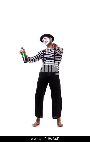 Mime drinking wine isolated on white background Stock Photo - Alamy