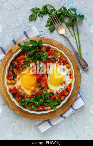 Shakshuka - traditional dish of israeli cuisine in a skillet Stock ...