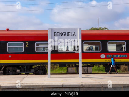 Train in a railway station, Benguela Province, Benguela, Angola Stock ...