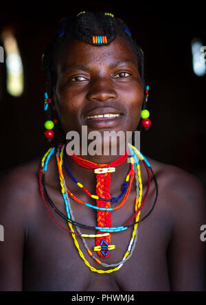 Smiling mudimba tribe woman, Cunene Province, Cahama, Angola Stock ...