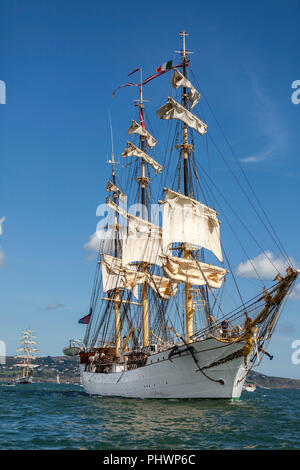 Danish three master tall ship Danmark sailing out of Dublin Bay for ...