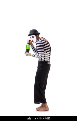 Mime drinking wine isolated on white background Stock Photo - Alamy