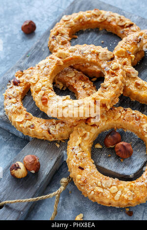 Homemade shortbread rings sprinkled with nuts Stock Photo - Alamy