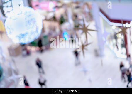 Abstract background of shopping mall with color bokeh circles for ...