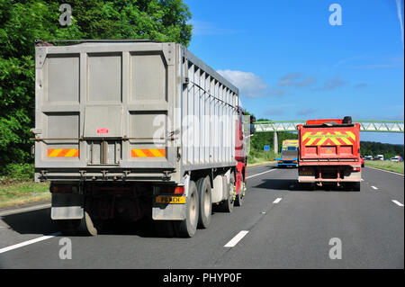 Heavy lorries on the busy A1 road going up north Stock Photo - Alamy