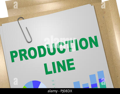 3D illustration of PRODUCTION LINE title on business document Stock ...