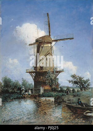 Jongkind Johan Barthold - Windmill near Overschie Stock Photo - Alamy