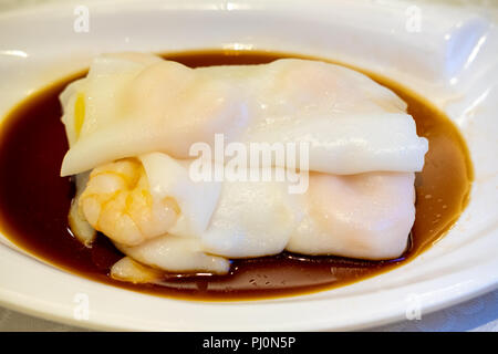 The Cantonese Dim Sum - rice noodle roll made with red rice and shrimp ...