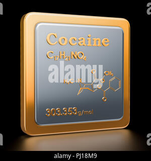 Cocaine. Chemical formula, molecular structure. 3D rendering Stock ...