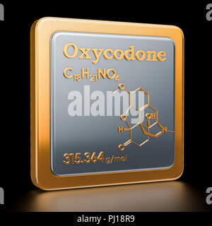 Oxycodone. Chemical formula, molecular structure. 3D rendering Stock ...