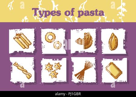 Vector cartoon pasta types concept illustration Stock Vector Image ...
