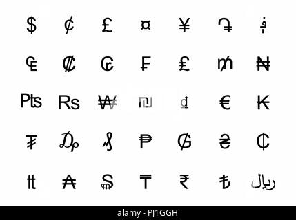 Set of international currency exchange symbols and signs. The most ...