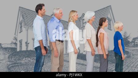 Family of 3 generations drawing Stock Photo - Alamy