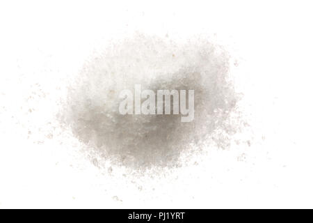 Pile of salt crystals isolated over the white background. Top view ...